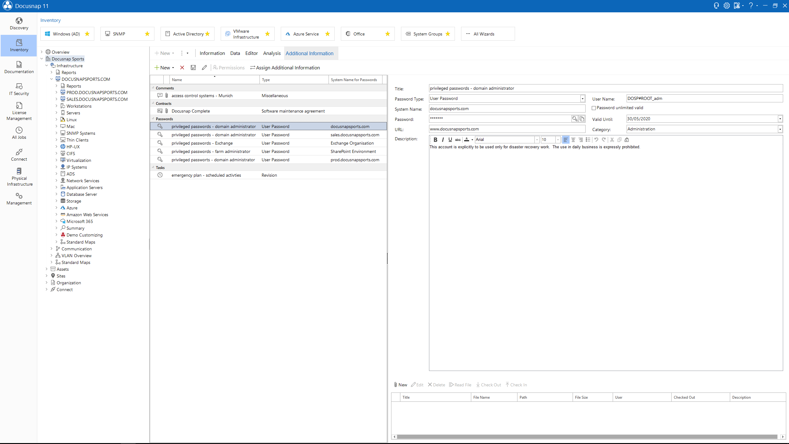 Docusnap Provides Password and Contract Management